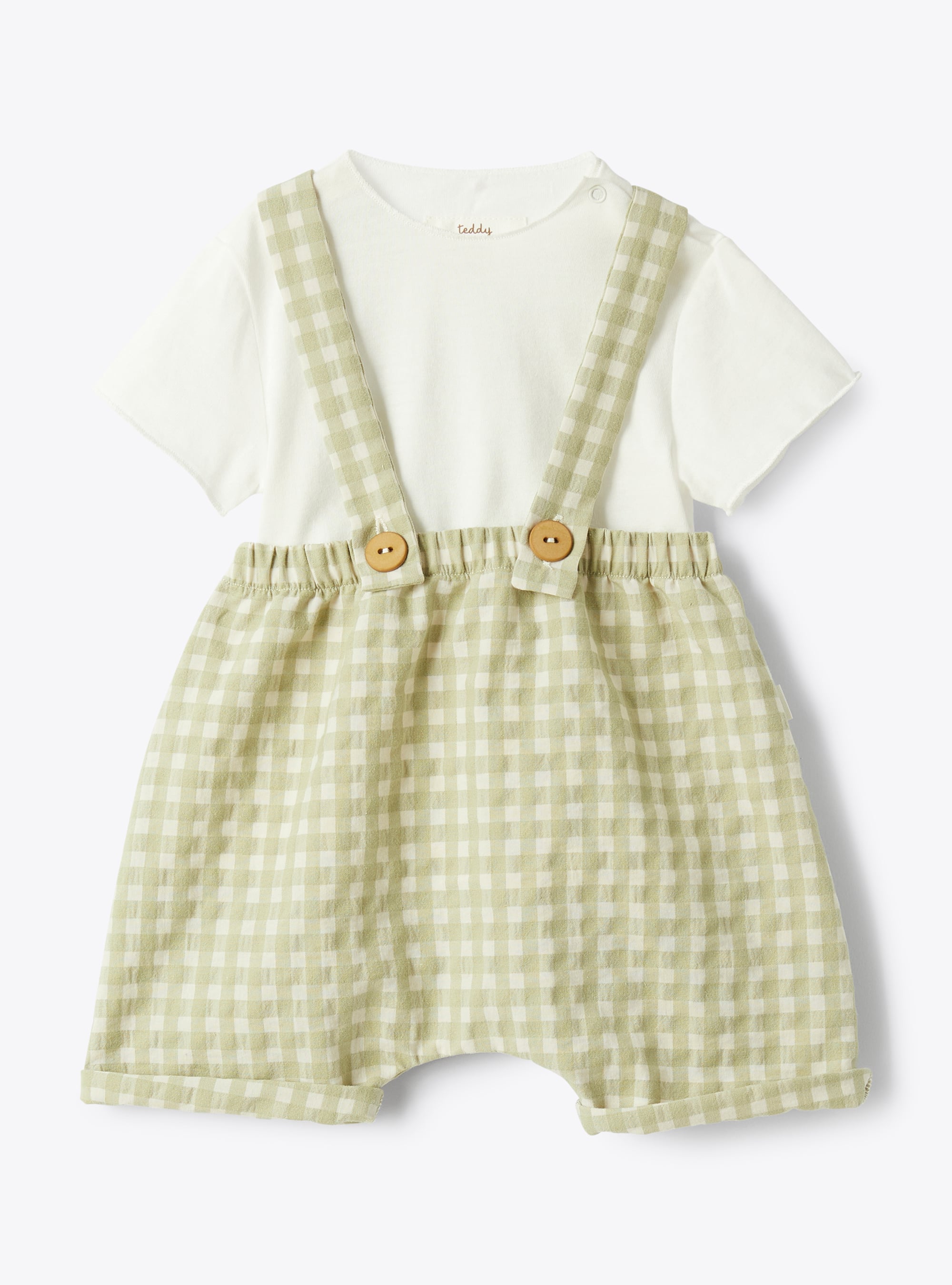 Checked cotton overall set | Il Gufo